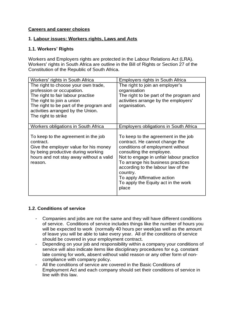 1 Labour Issues Workers Rights, Laws and Acts | PDF | Affirmative ...