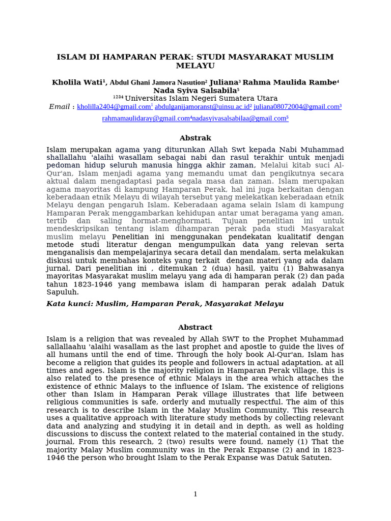 Sejarah Islam di Hamparan Perak | PDF