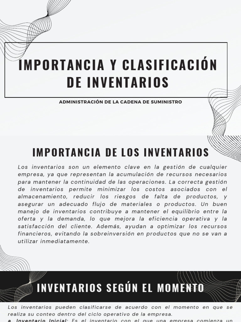 Clasificación y Importancia de Inventarios | PDF | Cadena de suministro ...