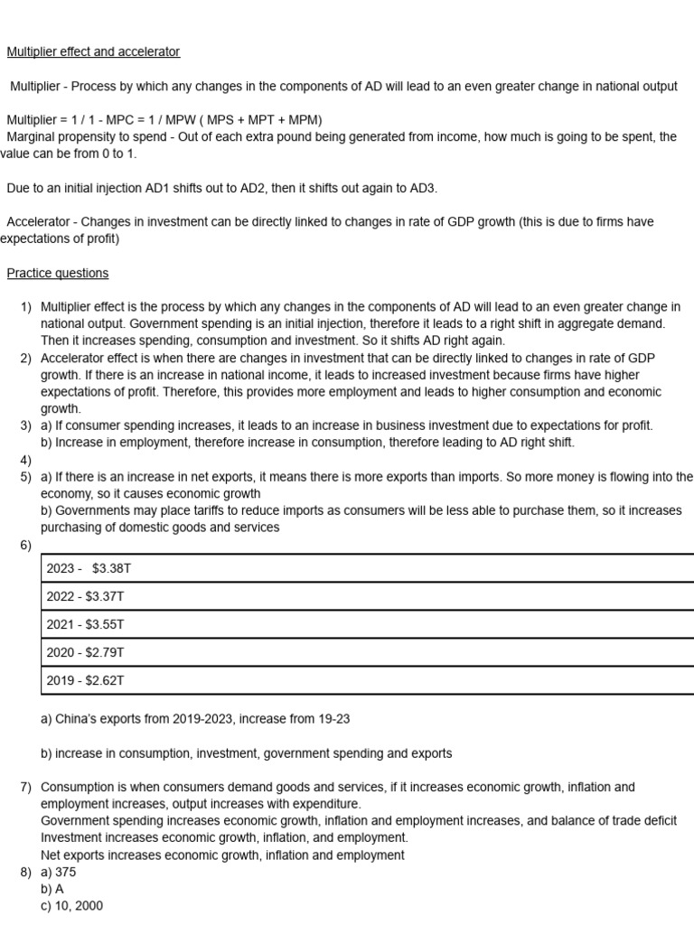 Multiplier Effect and Accelerator Y1 | PDF | Fiscal Multiplier ...
