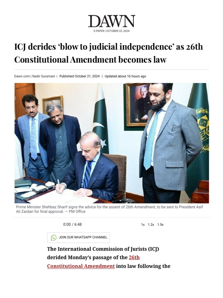 ICJ Derides Blow To Judicial Independence' As 26th Constitutional ...