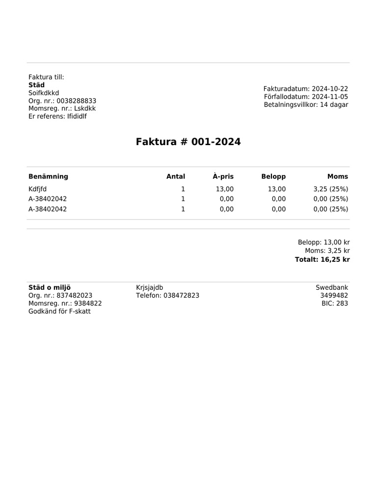 Faktura 001-2024 | PDF