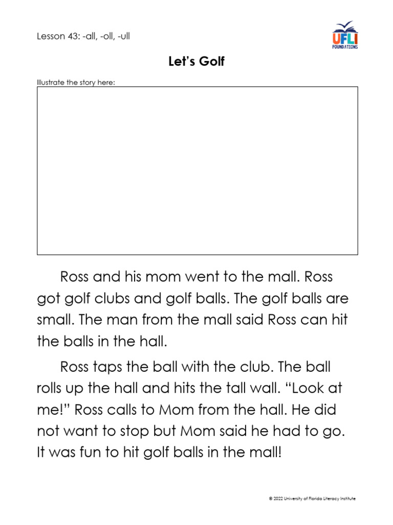 Golf-Themed Reading Lesson for Kids | PDF