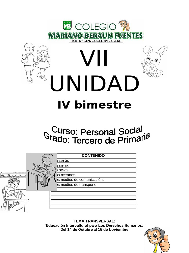MBF 2024 - 3ero. Prim. - VII Unidad Del IV Bimestre (Todos Los Cursos) | PDF | Mecánica del ...