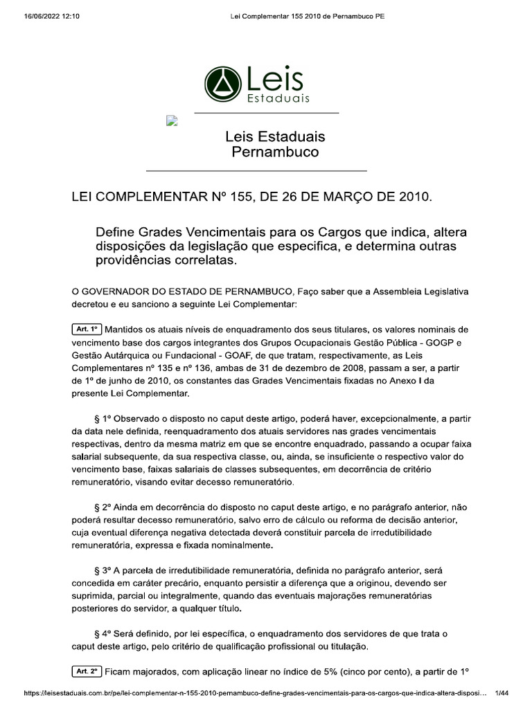 Lei Complementar 2010 | PDF