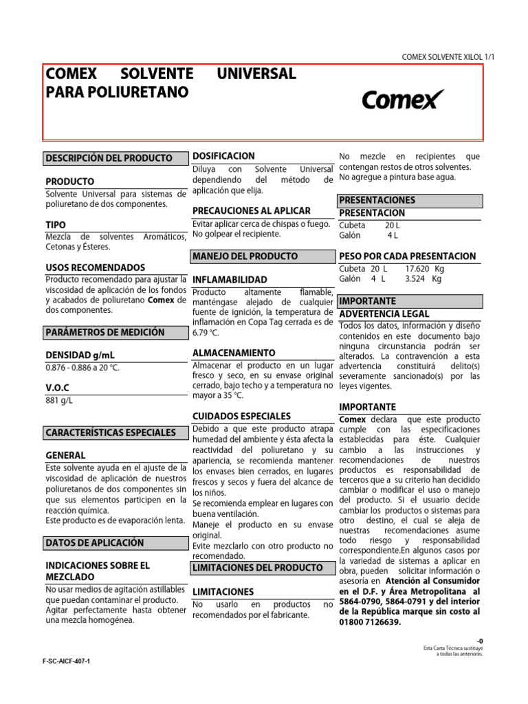 Comex Solvente Universal para Poliuretano | PDF | Solvente | Poliuretano