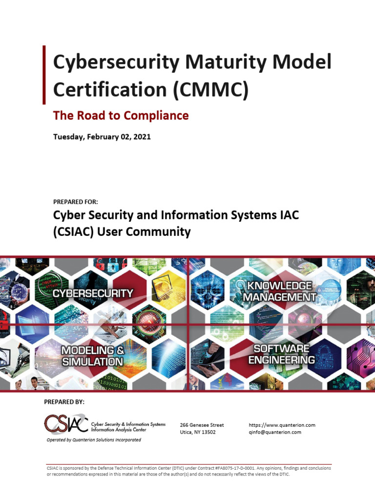 2021 03 15 Csiac Report CMMC The Road To Compliance | PDF | Computer ...