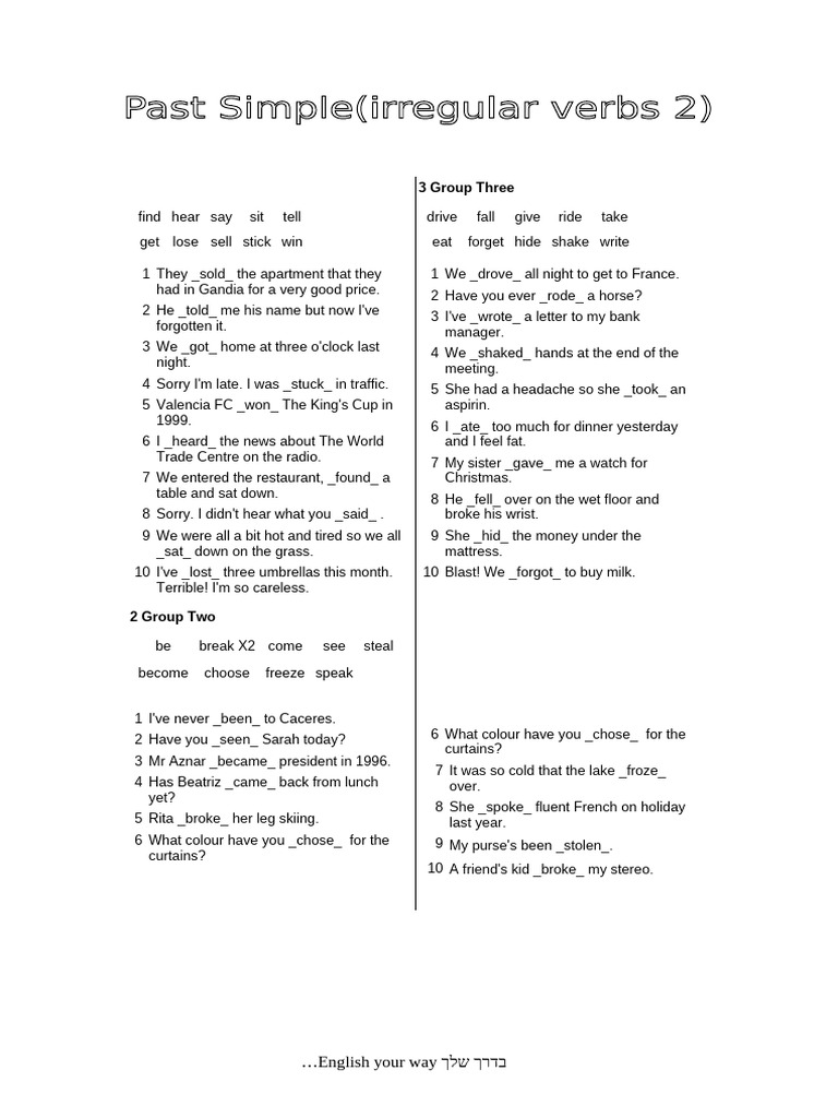 Past Simple Irregular Verbs Test | PDF