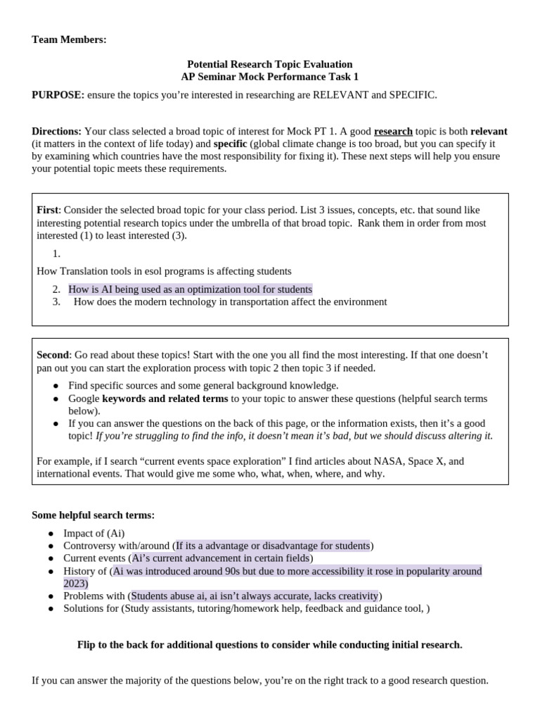 002 Potential Research Topic Evaluation - 016 | PDF | Artificial ...