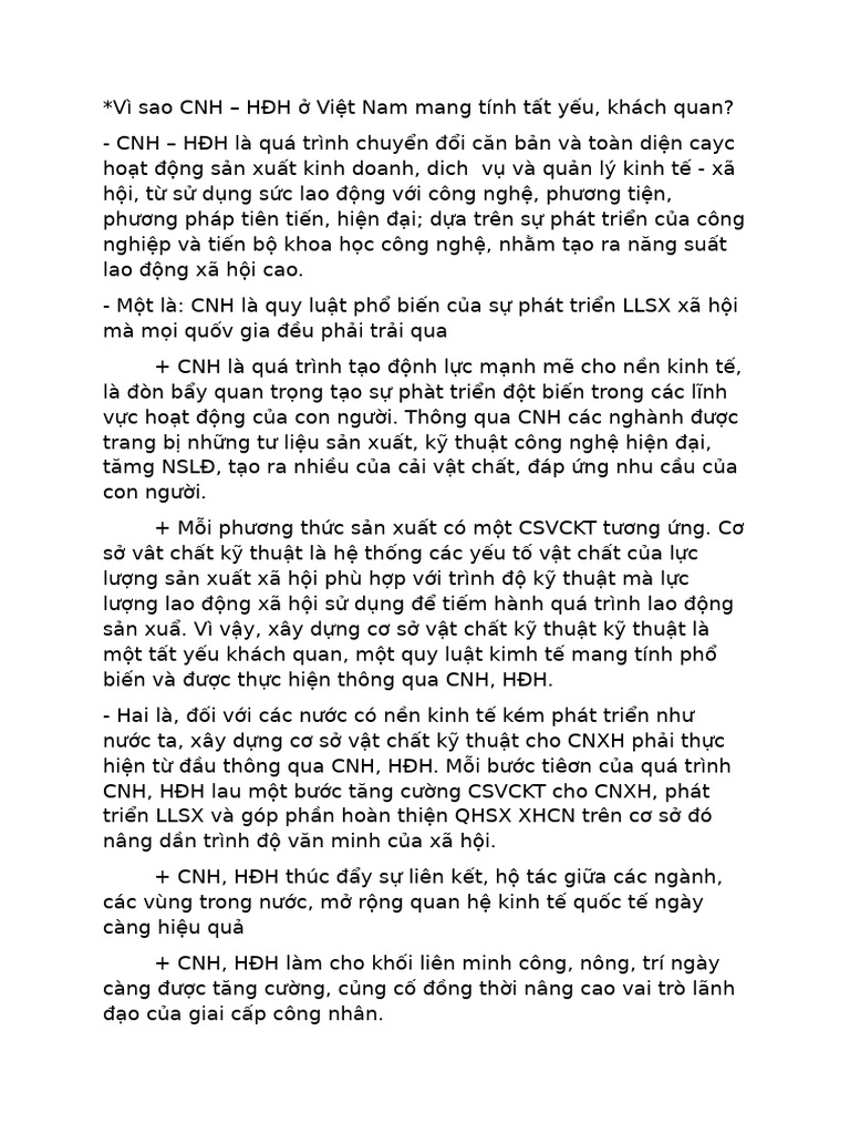 Vì sao CNH, HĐH mang tính tất yếu, khách quan | PDF