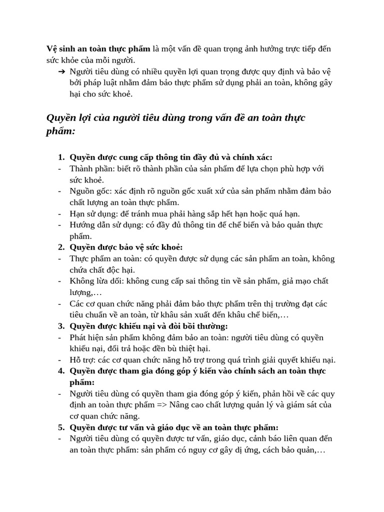 Quyền Lợi Người Tiêu Dùng Trong ATTP | PDF