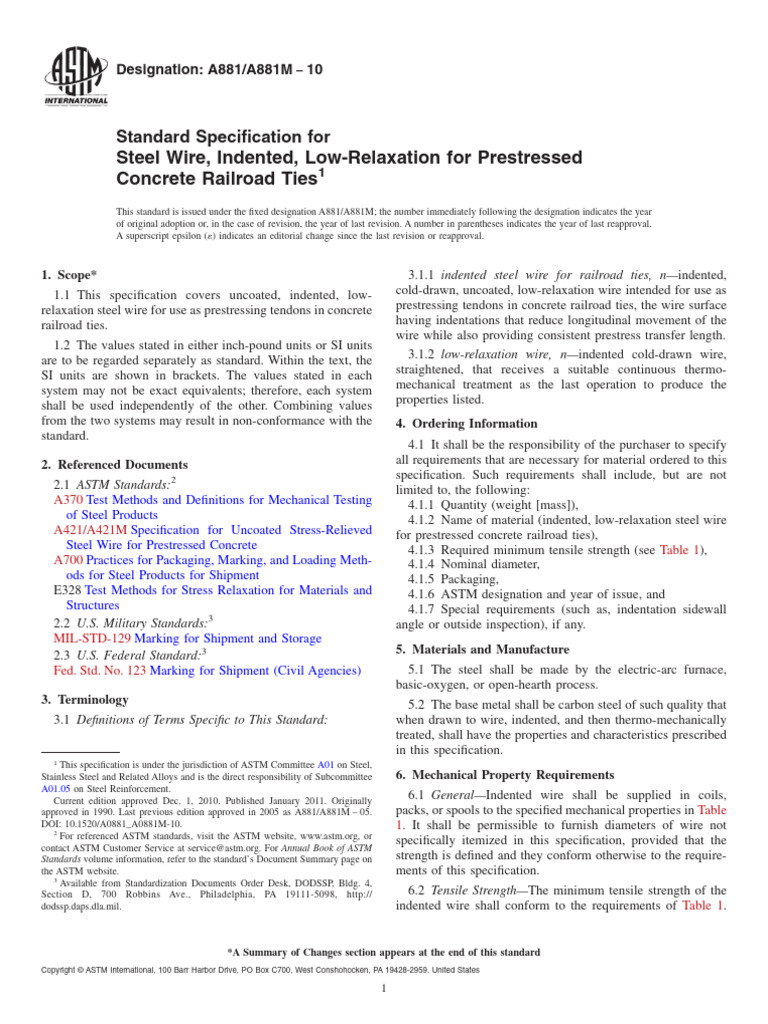 ASTM 881 | PDF | Steel | Specification (Technical Standard)