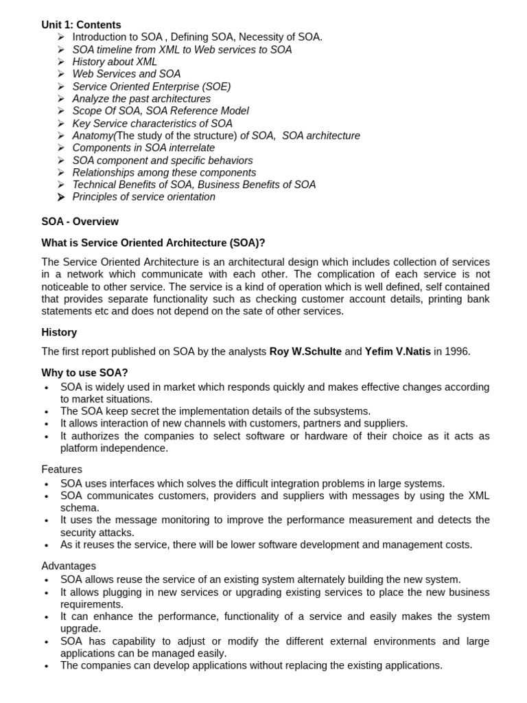 Unit 1 - SOA - Architecture Desc | PDF | Service Oriented Architecture | Soap