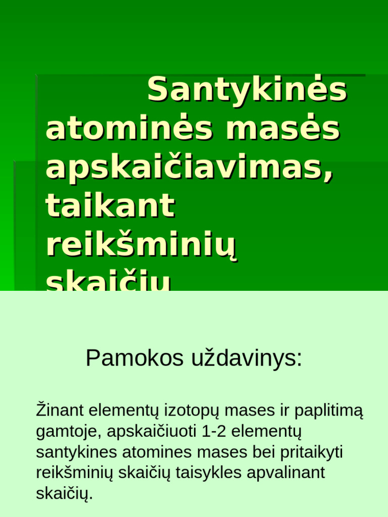 Ar Skaiciavimo Bei Reiksminiu Skaiciu Skaidres Pamokai | PDF