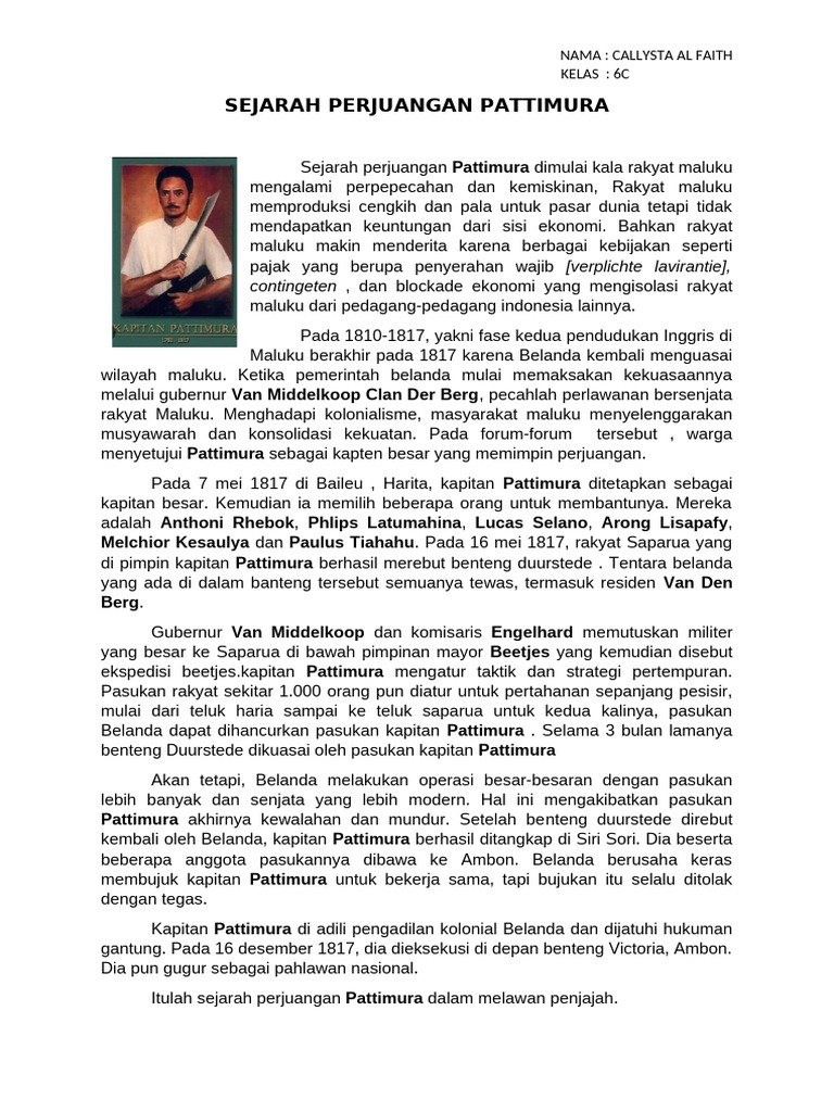 Sejarah Perjuangan Pattimura | PDF