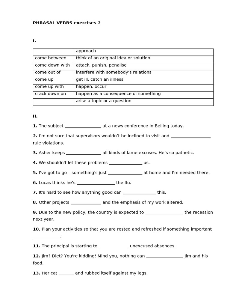 PHRASAL VERBS Exercises 2 | PDF