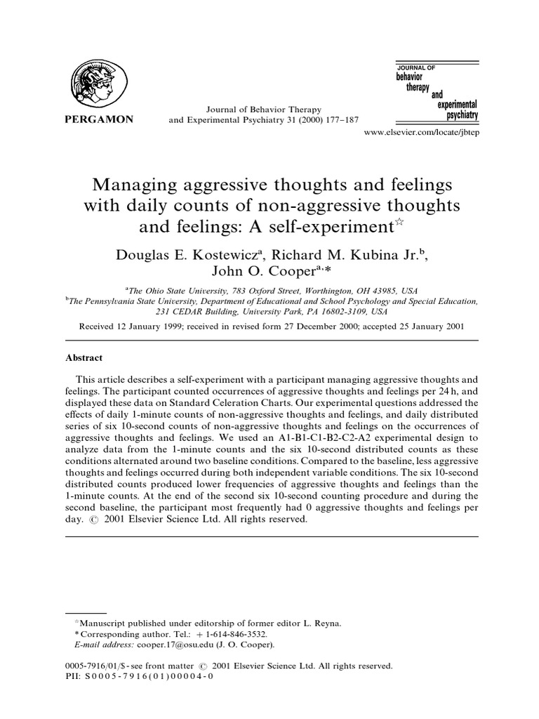 Managing Aggressive Thoughts and Feelings With Daily Counts of Non ...