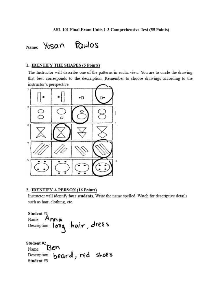 ASL 101 Final Exam Overview | PDF | Cognitive Science | Grammar