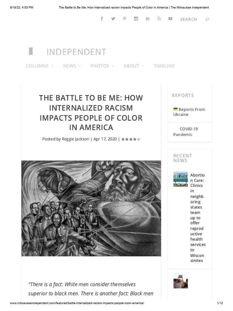 The Battle To Be Me - How Internalized Racism Impacts People of Color ...