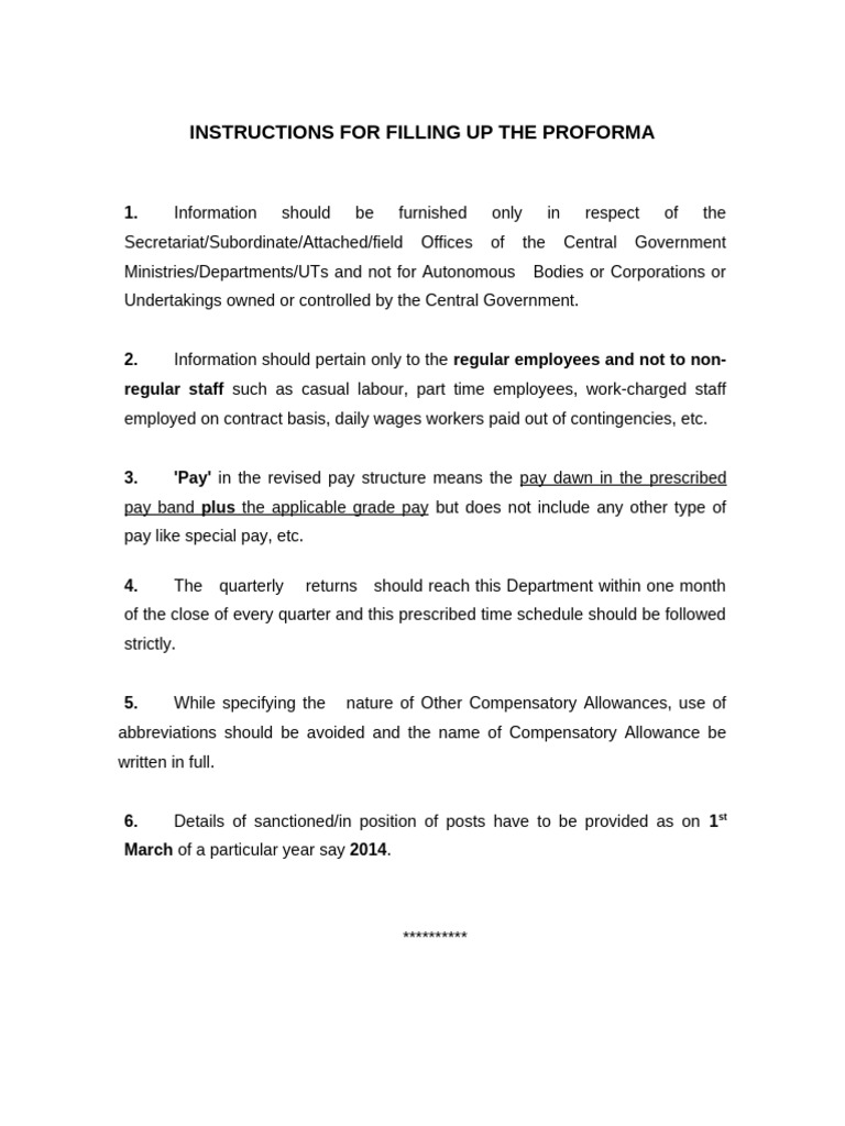 Instructions For Filling Up Proforma | PDF