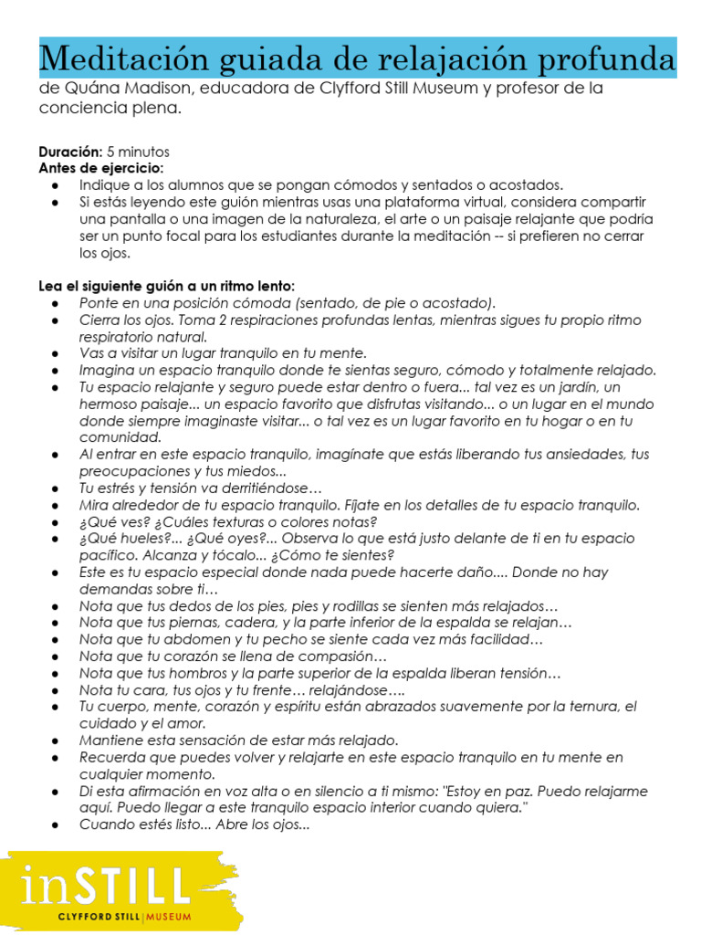 Meditación Guiada de Relajación Profunda | PDF