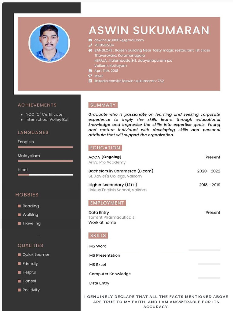 Aswin cv | PDF