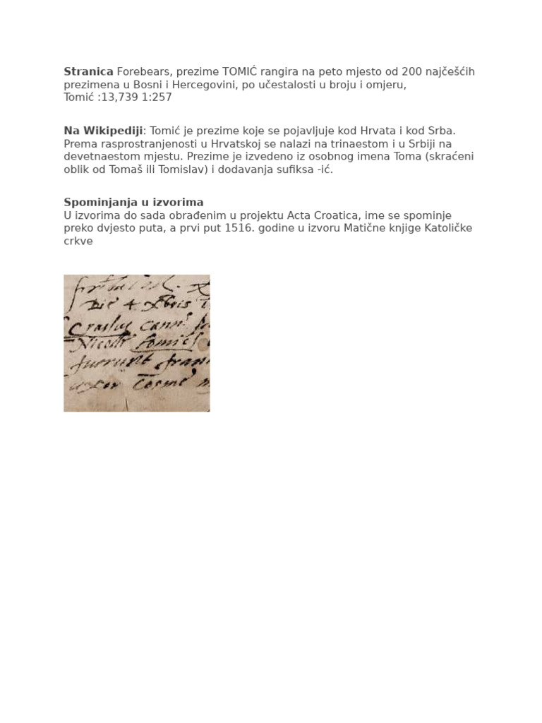 Prezime TOMIC | PDF