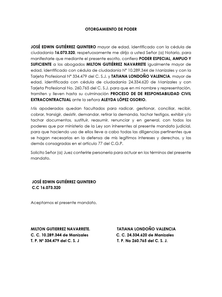Otorgamiento de Poder | PDF