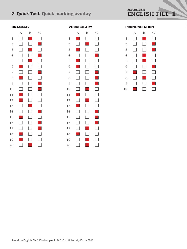 AEF1 File7 QuickTest AnswerKey | PDF