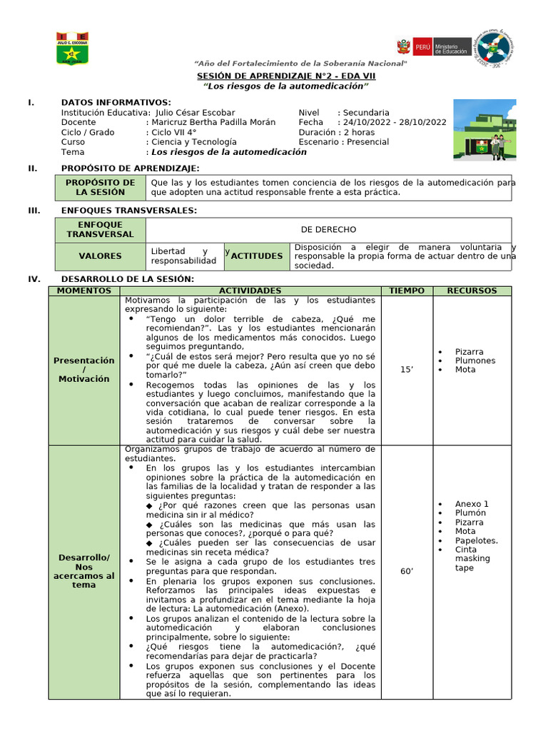 Sesión de Eda Vii Actividad #2 | PDF