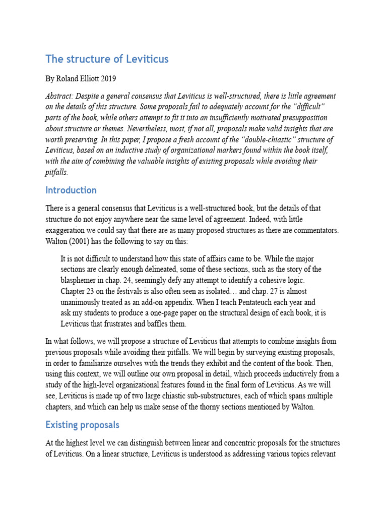 The Structure of Leviticus | PDF | Book Of Leviticus | Aaron