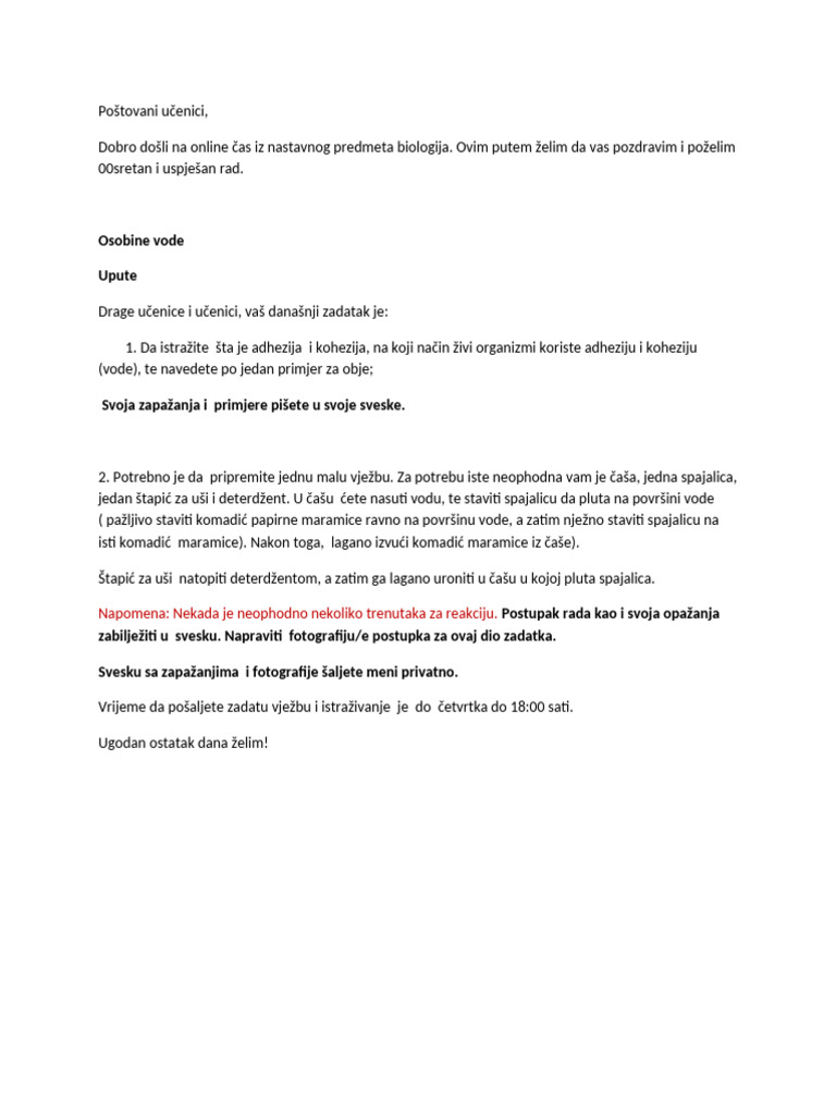 I Razred Online (Osobine Vode) | PDF