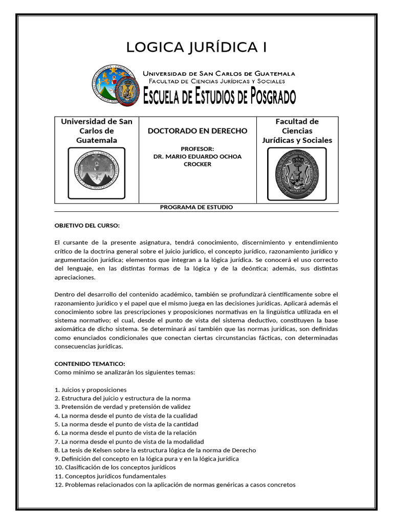 Lógica Jurídica I - Dr. Mario Ochoa | PDF | Lógica | Proposición