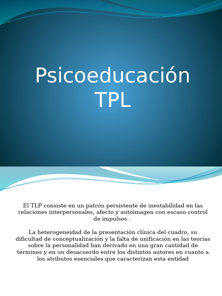 Psicoeducación TPL | PDF | Trastorno límite de la personalidad | Causas de la muerte