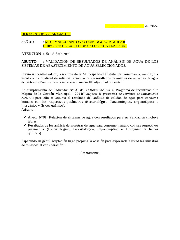Informe de Validadacion de Resultados Municipalidad Distrital de ...