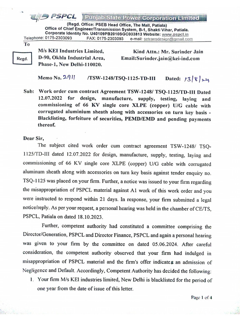 KEI BLACKLIST Letter | PDF