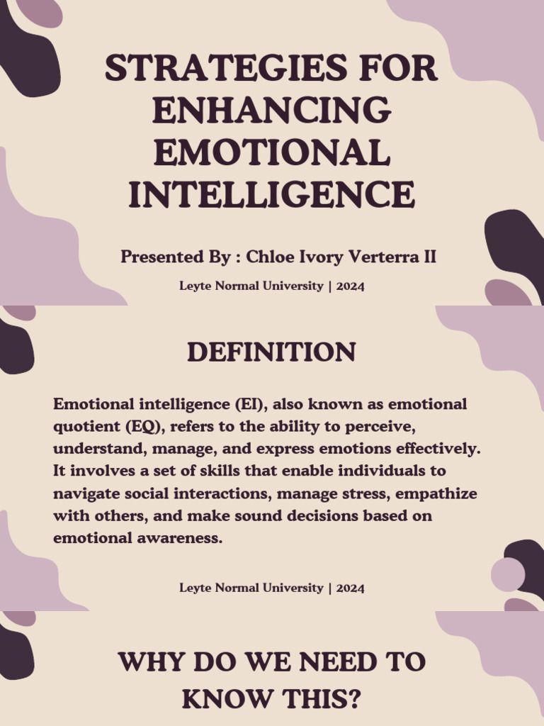 Strategies For Enhancing Ei | PDF | Emotional Intelligence | Empathy