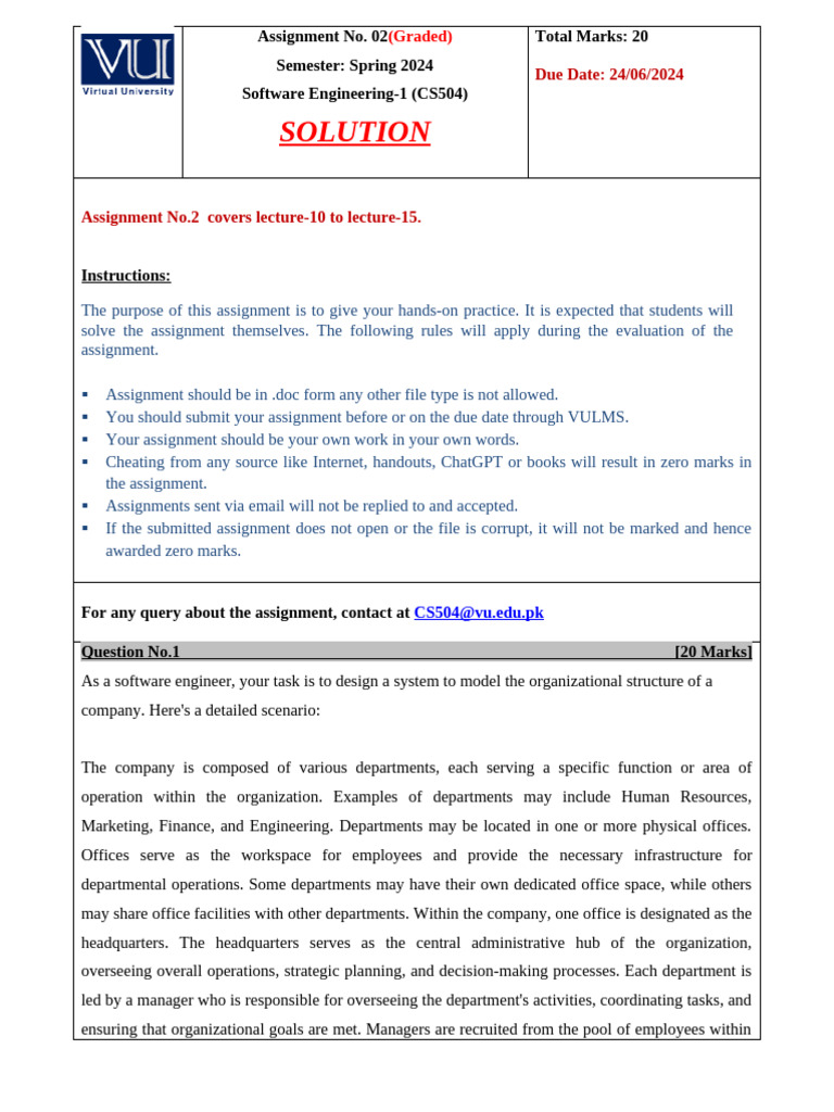 Spring 2024 Cs504 2 Solution Pdf Business