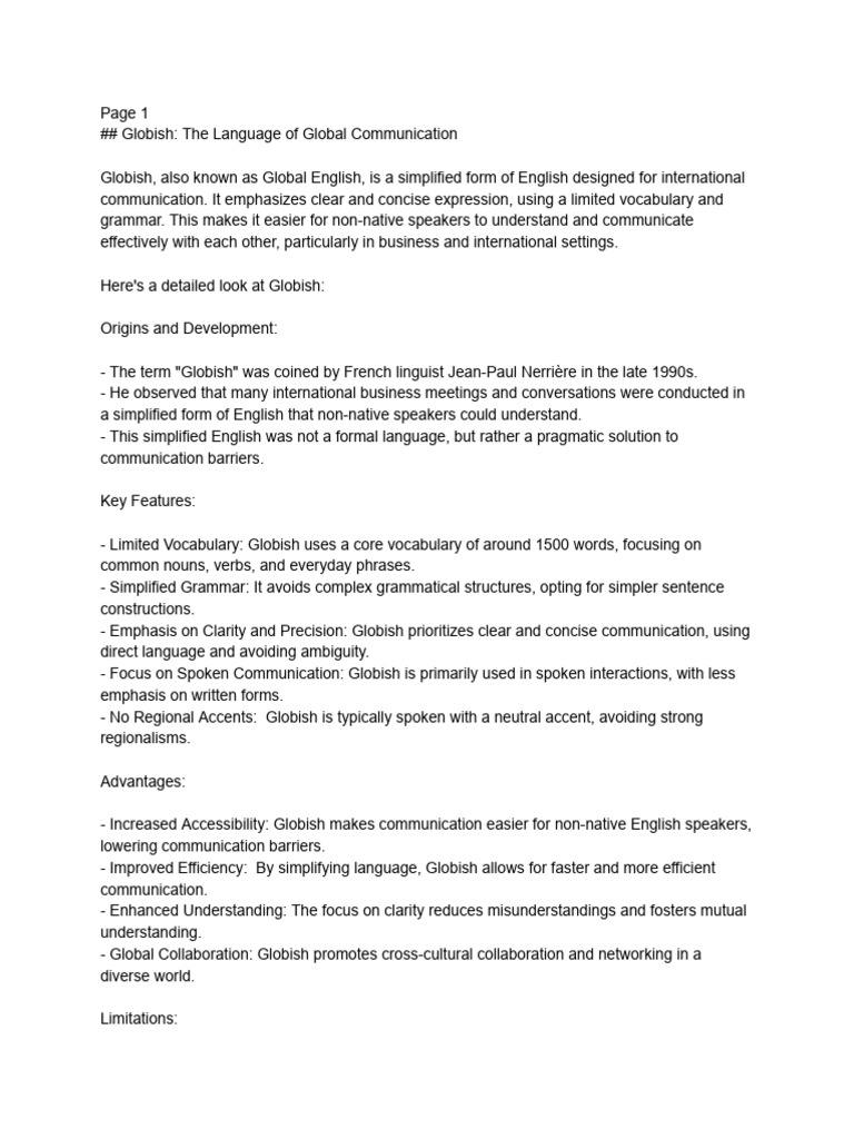 Understanding Globish for Global Communication | PDF | English Language ...