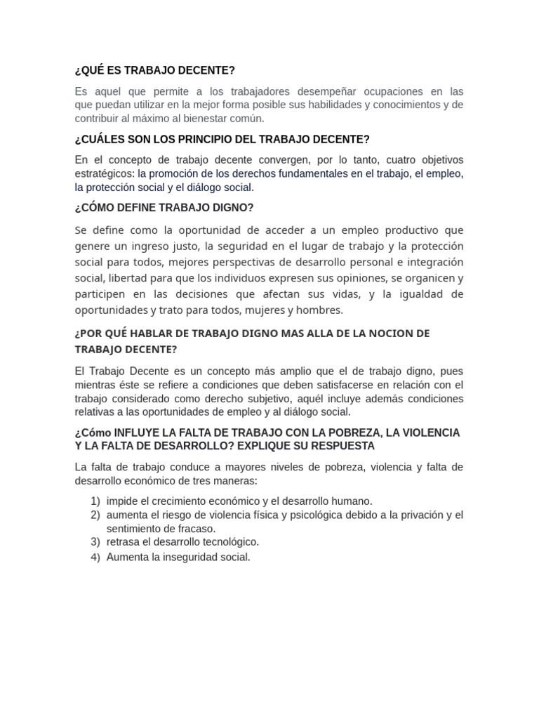 Qué Es Trabajo Decente | PDF