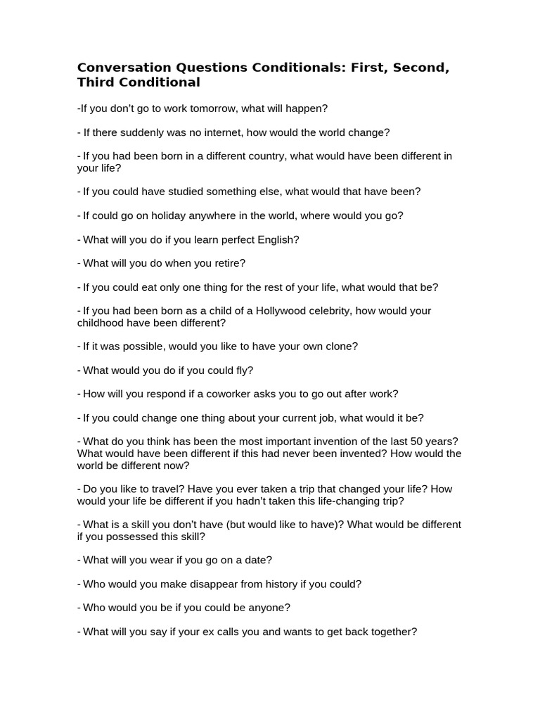 Conversation Questions Conditionals | PDF