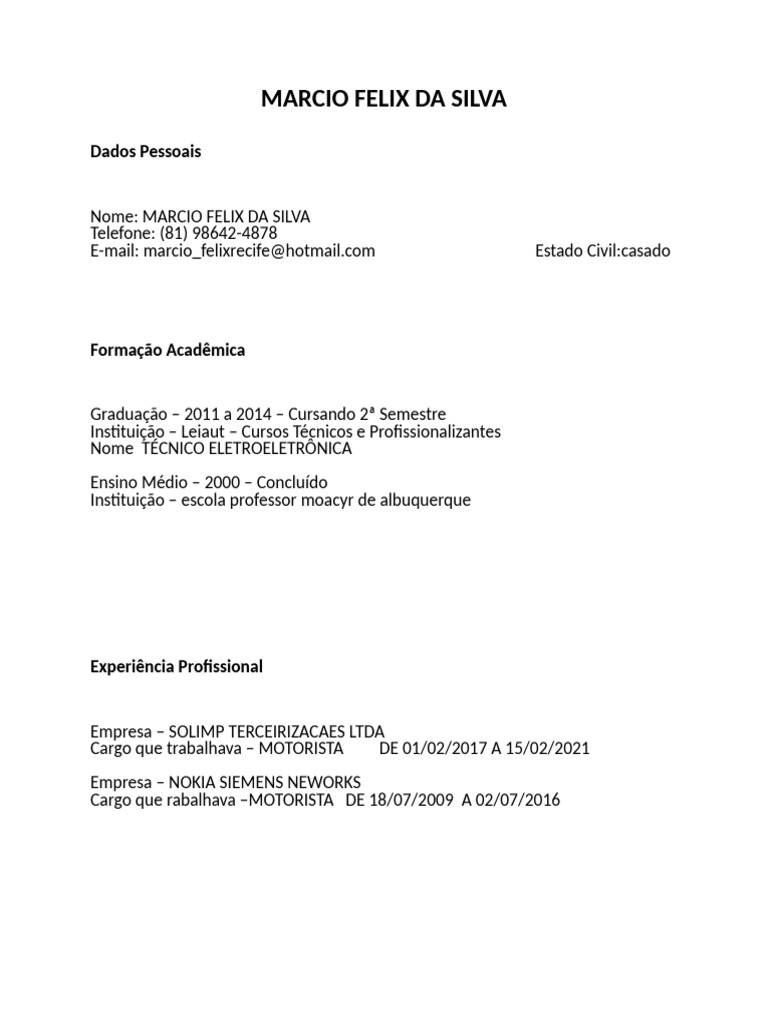 Modelo Básico de Currículo | PDF