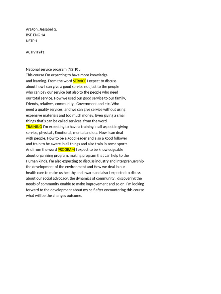 NSTP (Activity#1) | PDF