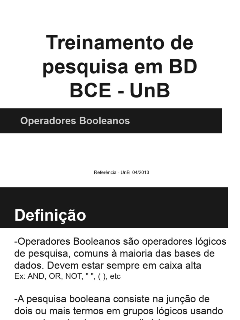 Treinamento BD OP Booleanos | PDF
