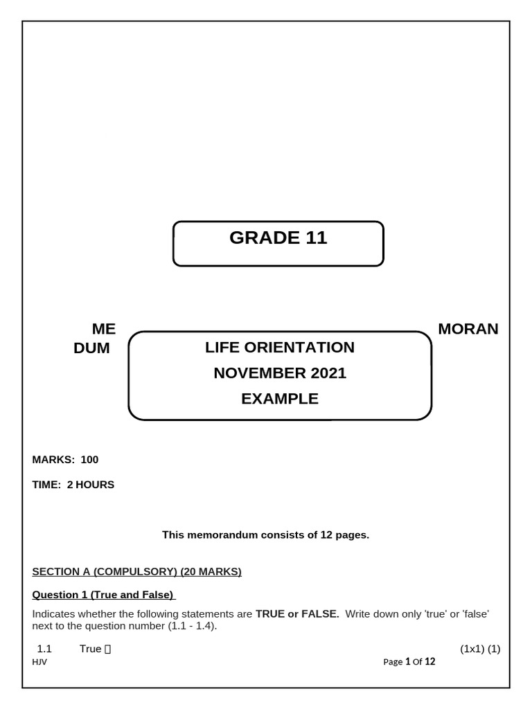 LO Gr 11 controlled test Nov 2021 ENG Memo department_010437 | PDF ...