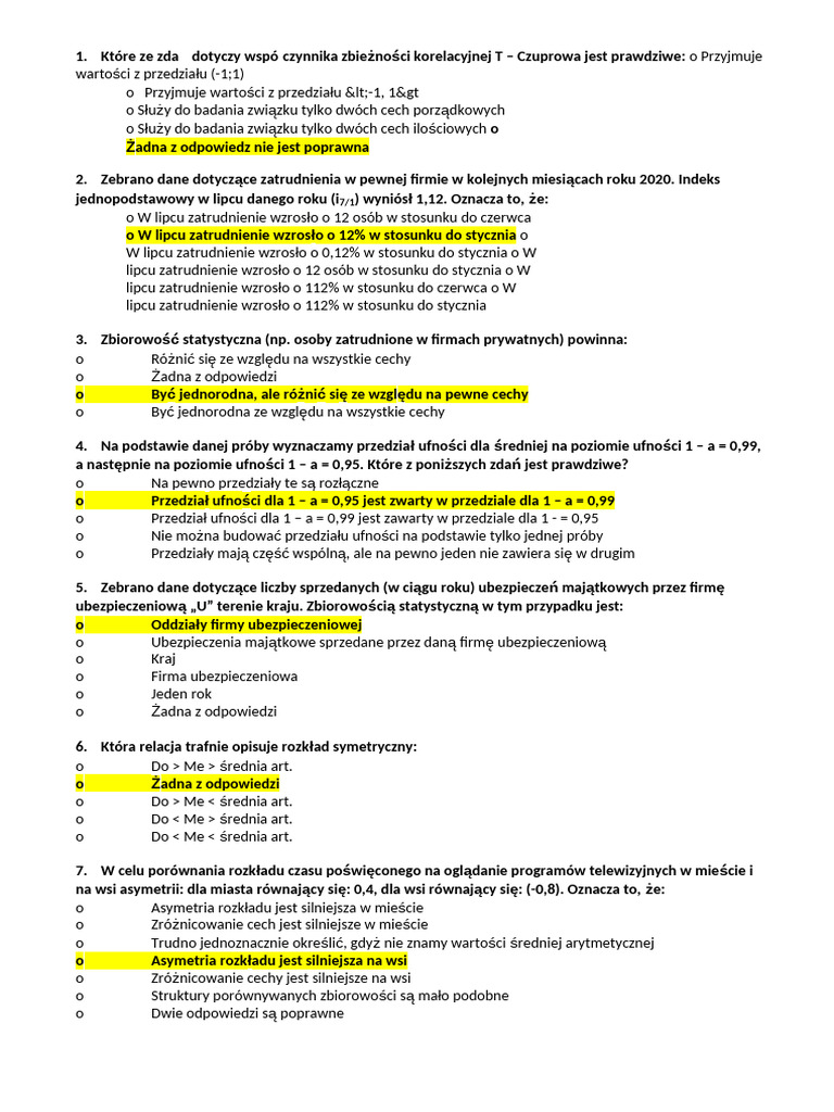 Statystyka Egzamin | PDF