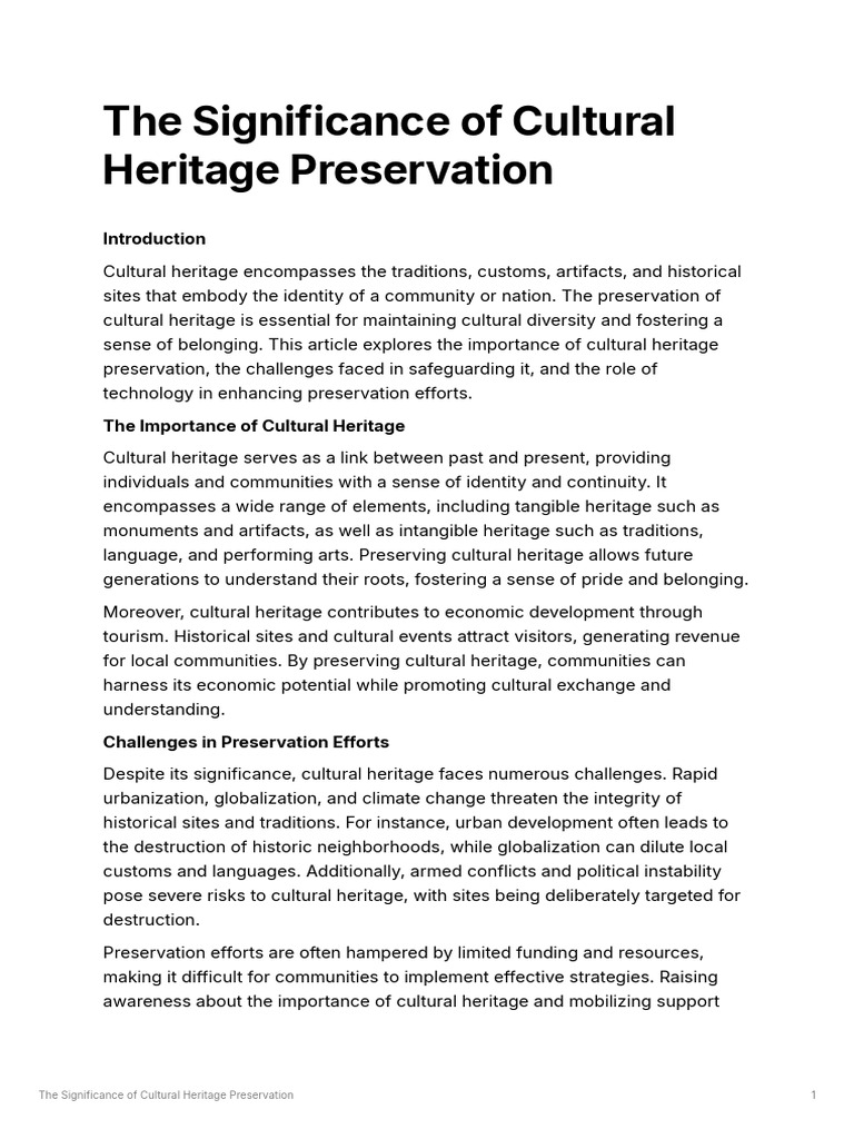 Cultural Heritage Preservation Guide | PDF | Cultural Heritage | Community