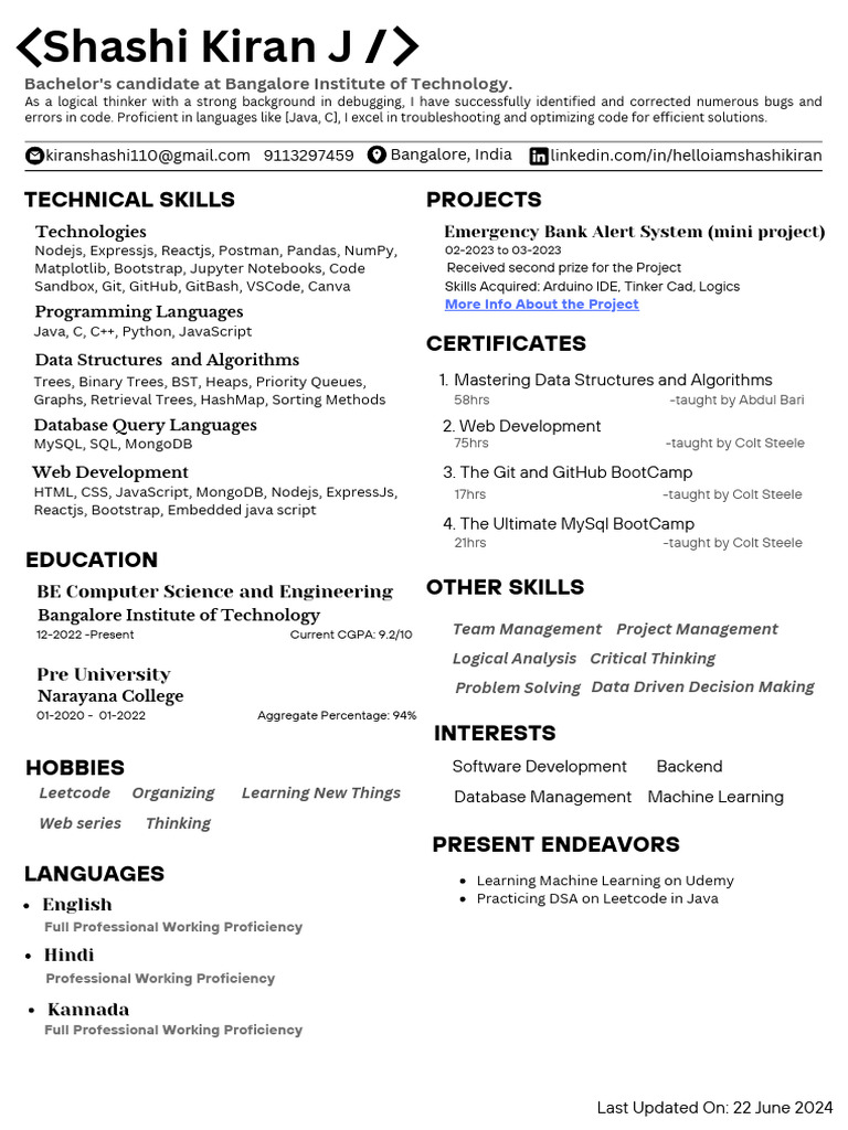 Shashi Kiran J 22 - 06 - 2024 | PDF | Web Development | Machine Learning