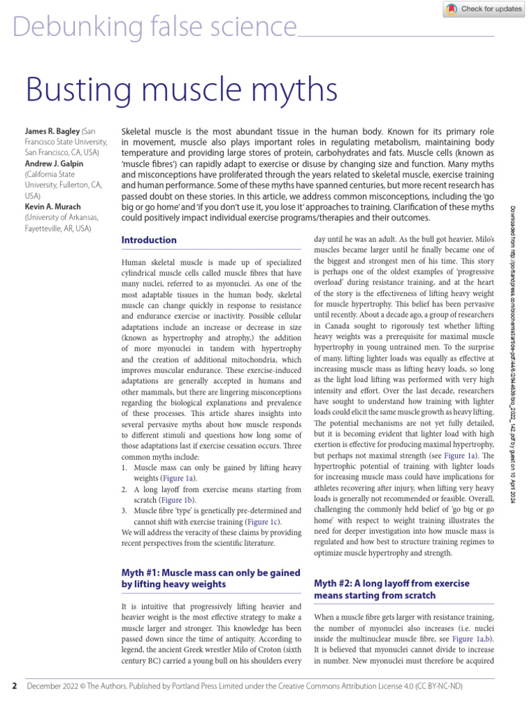 Busting Muscle Myths | PDF | Skeletal Muscle | Muscle Contraction