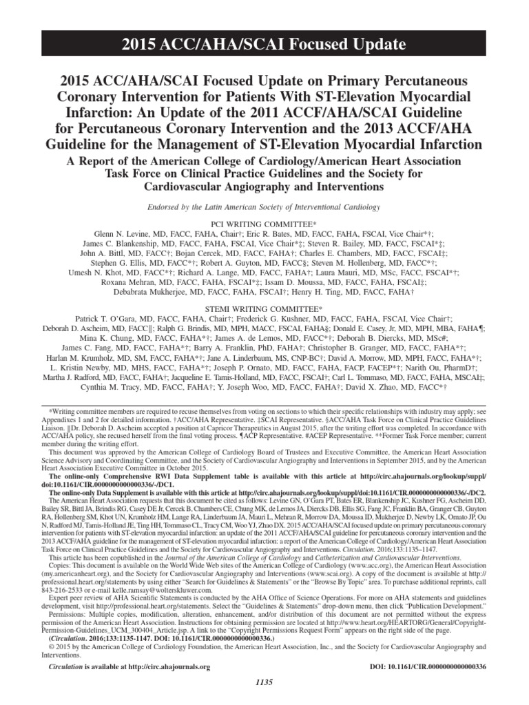 2015 AHA STEMI Primary PCI Focused Update | PDF | Percutaneous Coronary ...